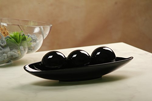 Hosley Decorative Bowl and Orb Set. Ideal Gift for Weddings Special Occasions and for Decorative Centerpiece in Your Living Dining Room (Black)