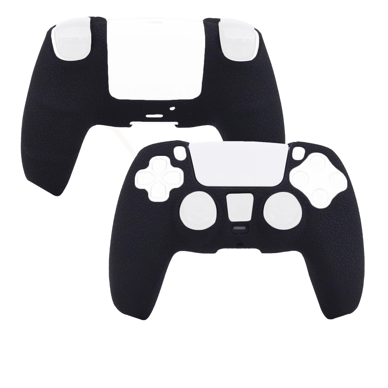 Grips for PS5 Controller Skin,Pandaren Texture Pattern Cover for Sony Controller Sweat-Proof Anti-Slip Silicone Cover Hand Grip with 8pcs FPS Pro Thumbsticks Cap Protector(Black)