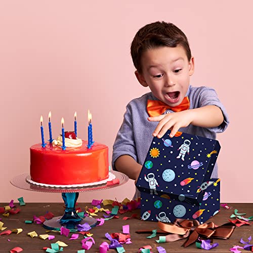 Birthday Wrapping Paper 6 Sheets Gift Wrap 20 x 30 inches per sheet (Folded Flat 6 sheets in 3 Designs: 26 sq. ft. ttl.), Astronaut Solar System Planets Rocket Alien Galaxy Pattern- for Space Lover Boys Kids Baby Shower Kindergarten Party