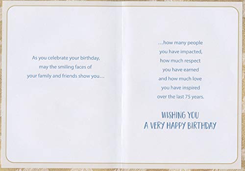 Designer Greetings White Feathers - Celebrating 75 Wonderful Years Age 75 / 75th Birthday Card