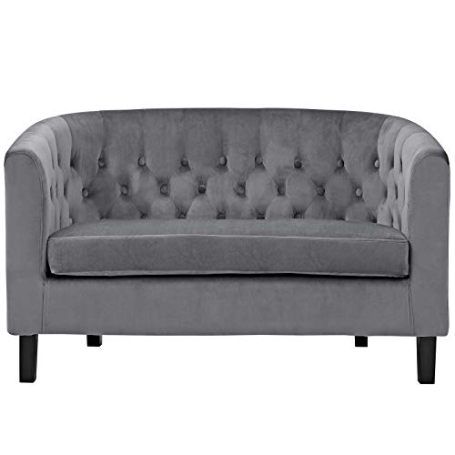 Modway Prospect Velvet Upholstered Contemporary Modern Loveseat In Gray