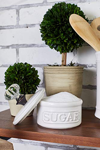 Mud Pie Door Knob Sugar Bowl, White 5.85H X 6.7L X 6.35W