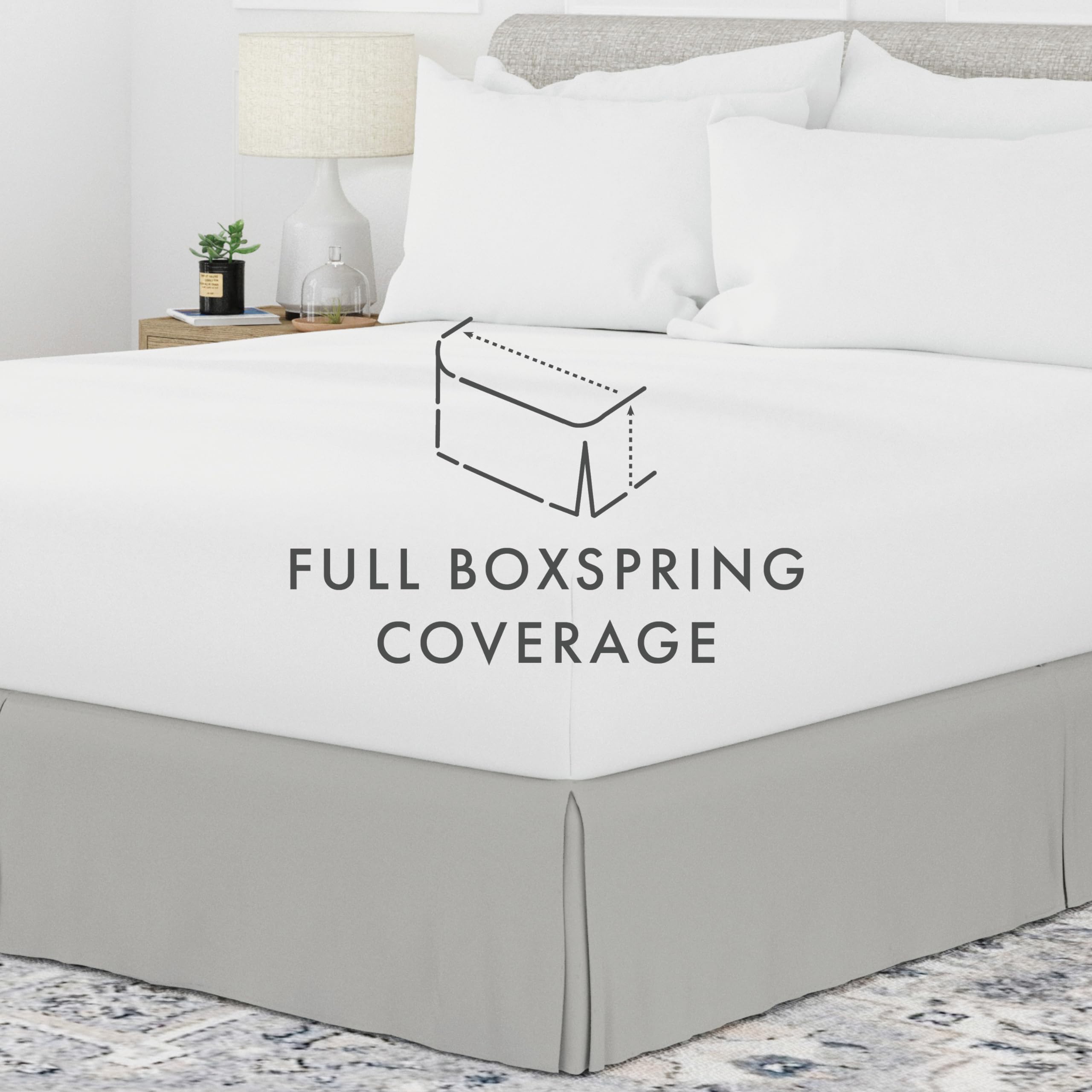 Linen Market Bed Skirt - Ultra Soft Microfiber - Easy Fit with 14 Inch Tailored Drop - Hotel Quality, Shrinkage & Fade Resistant - Bed Cover - Queen Bed Set - Bedroom Décor - (Light Gray)