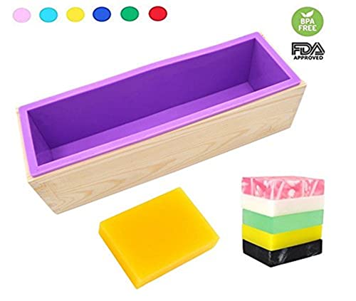 DD-life Flexible Rectangular Soap Silicone Loaf Mold Wood Box for 42oz Soap Making Supplies ¡