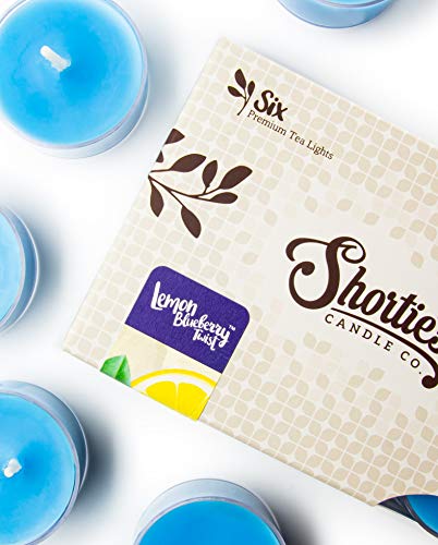 Lemon Blueberry Twist Premium Tealight Candles - Highly Scented with Essential & Natural Oils - 6 Blue Tea Lights - Beautiful Candlelight - Made in The USA - Fruit & Berry Collection