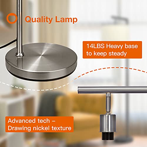 addlon Montage Modern Floor Lamp for Living Room Lighting - Bedroom & Nursery Standing Accent Lamp, Mid Century, 5' Tall Pole Light Overhangs Lamp, with LED Bulb - Nickle