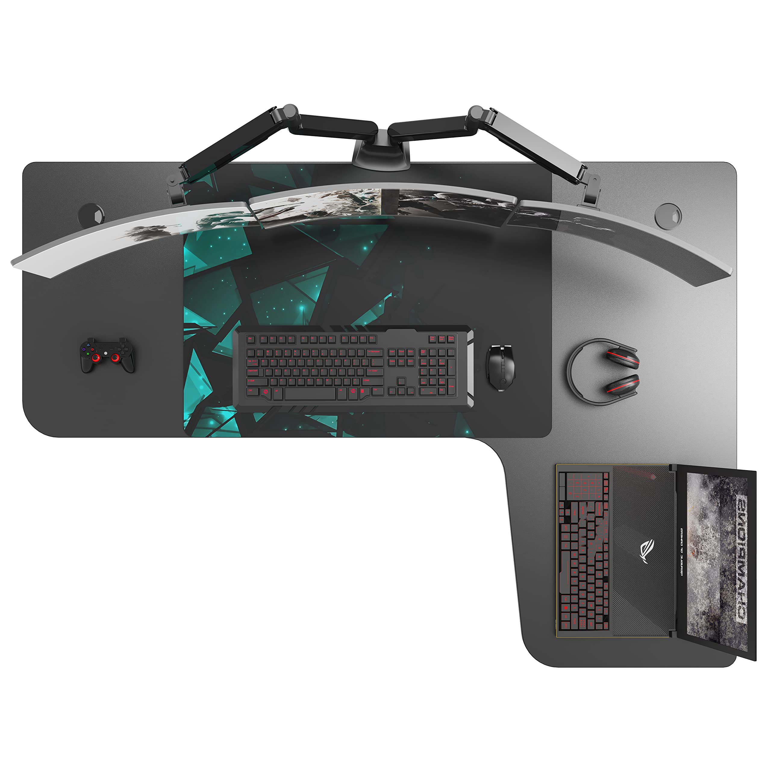 It's_Organized L Shaped Gaming Desk, 60 Inch Corner Computer Desk, Study Writing Desk, Ergonomic Gaming Table Workstation with Large Mouse Pad, Sturdy Metal Frame, Easy to Assemble, Right Side Black