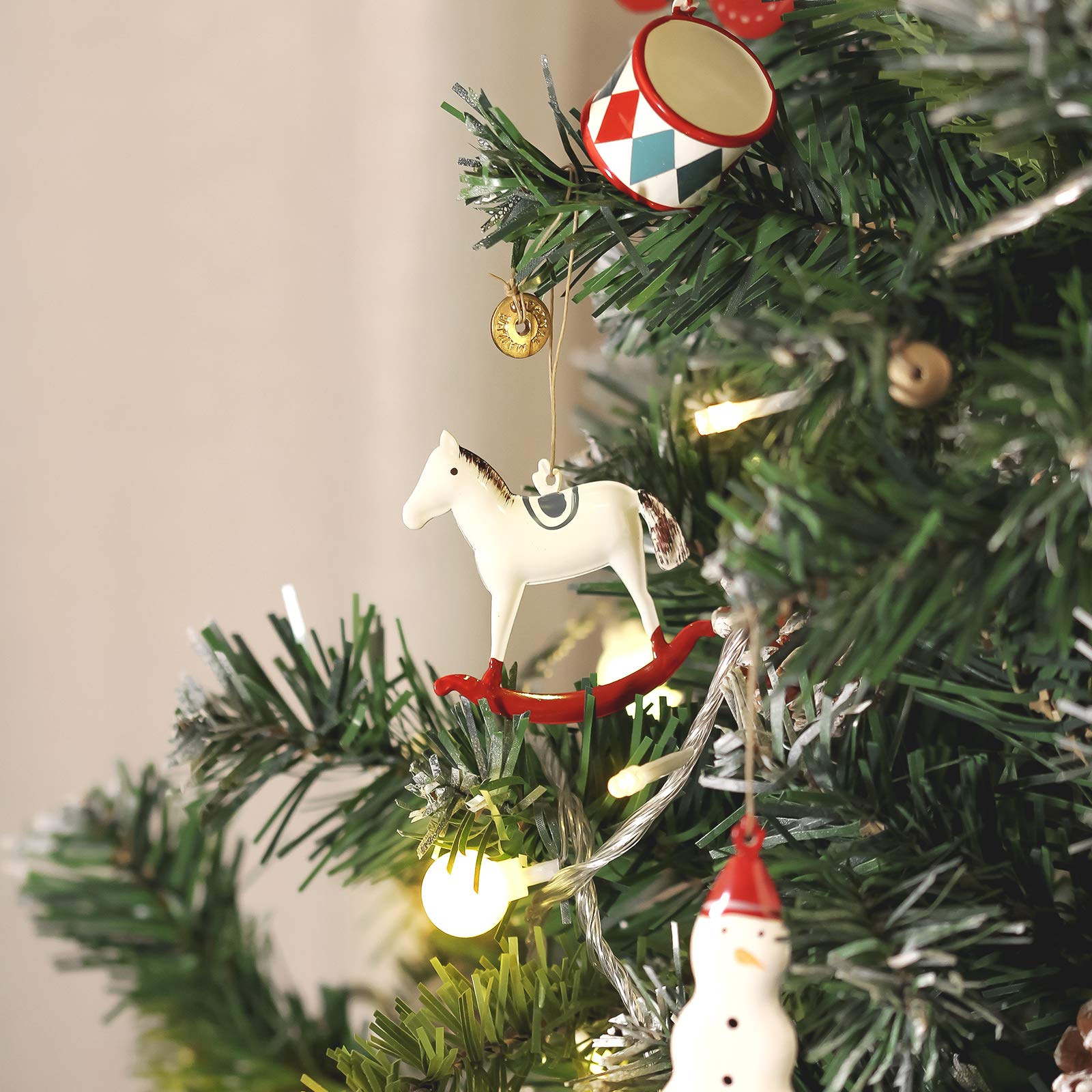 Aizulhomey Christmas Ornaments 12 Pcs Set Metal Double Sided Hand Painted Tree Hanging Decorations, car and Home Decor
