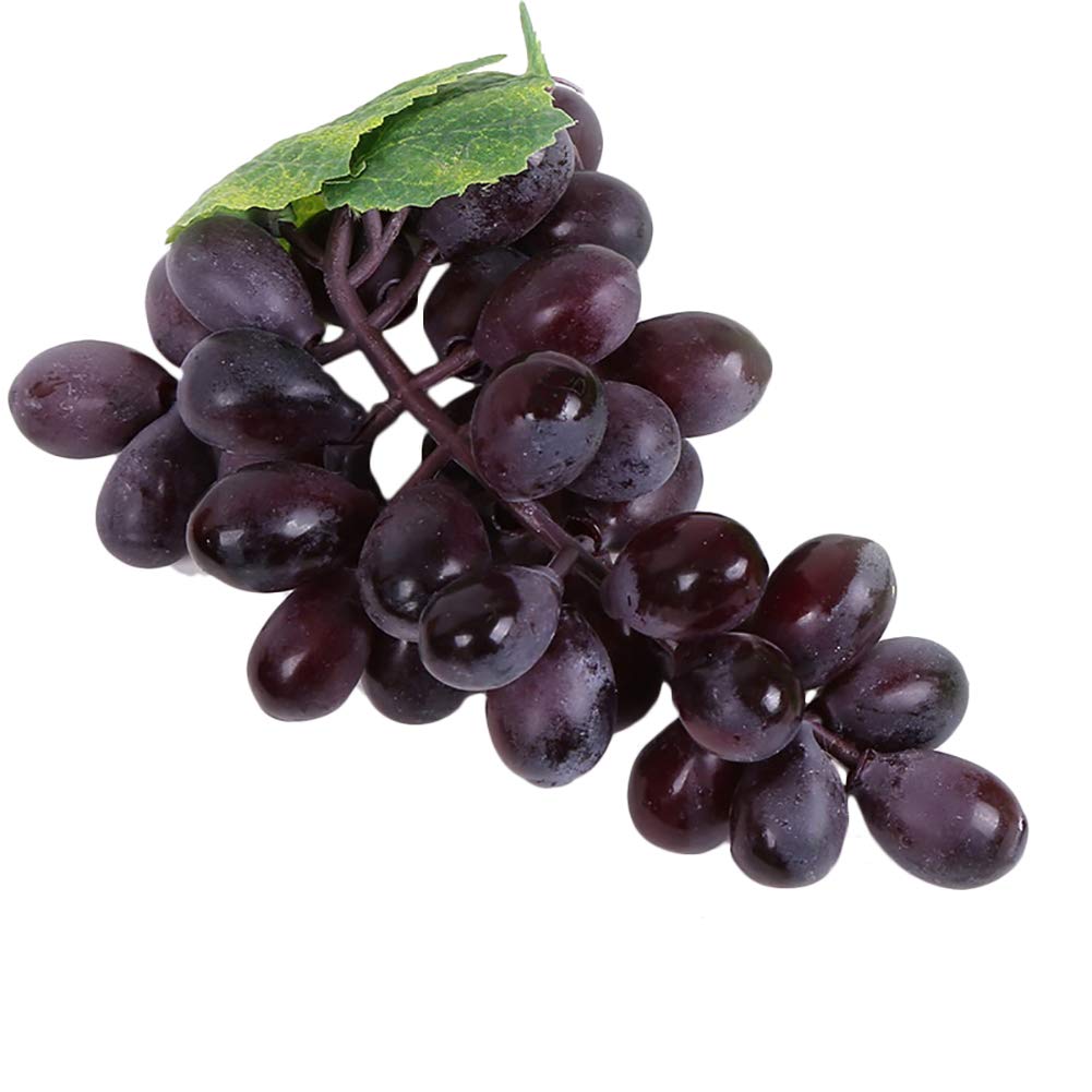 Aland-1 Bunch Fake Grape Artificial Plastic Lifelike Faux Fruit Home Garden Decoration - Purple