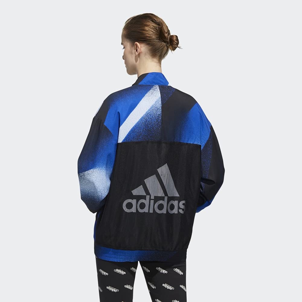adidas womens Unleash Confidence Woven Track Top Black/Blue/Sky/Sky XX-Large