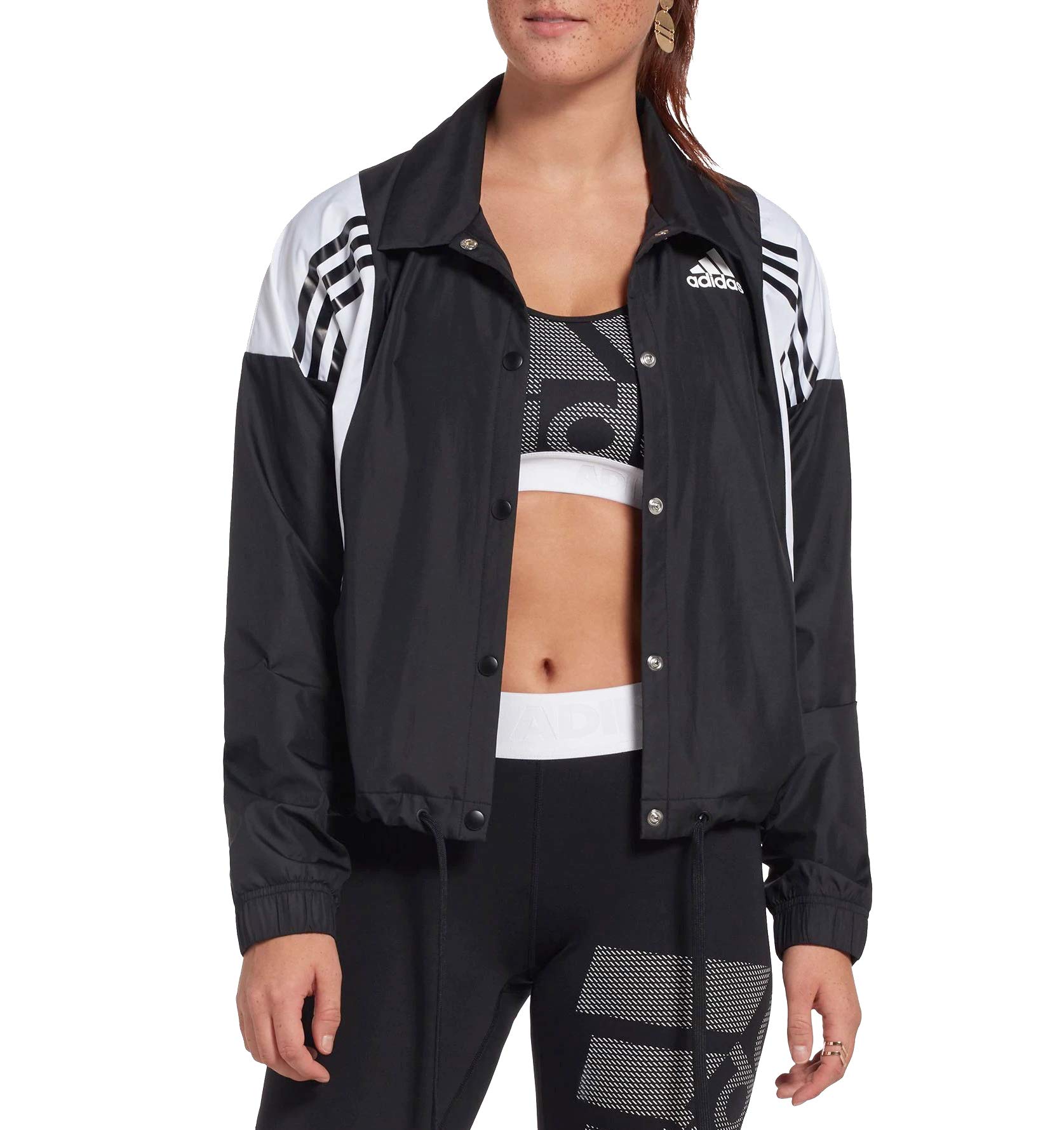 adidas Womens W COACH 3S JKT BLACK Size XL