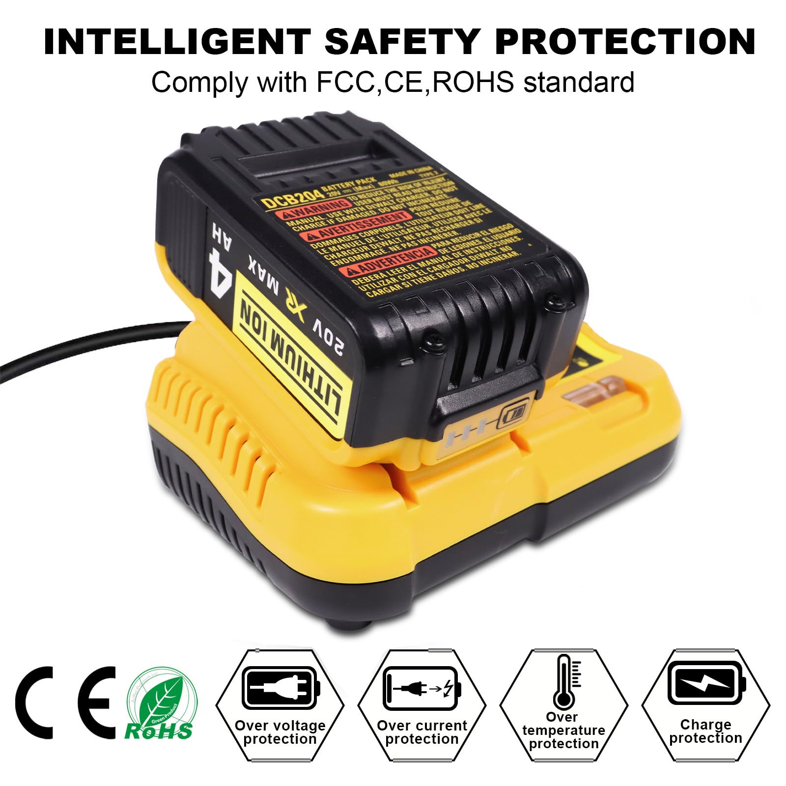 Battery Charger Replacement for Dewalt 12V 20V and 60V MAX Lithium-Ion Battery DCB112 for DCB205 DCB112 DCB201 DCB200 DCB612 DCB609-2 DCB609 DCB606 DCB606-2 DCB208 DCB206 DCB206-2 DCB204 DCB203