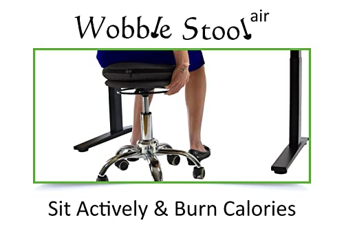 WOBBLE STOOL AIR rolling ergonomic balance ball office chair alternative exercise active stool wheels modern sit stand-up standing desk accessories adjustable height black