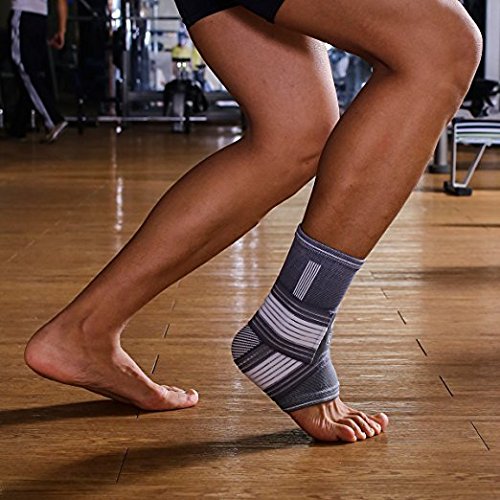 Ankle Brace - Ankle Support with Adjustable Compression Wrap for Men and Women, Running Basketball Protects Against Chronic Ankle Strain, Sprains Fatigue (M-Single(13"-15"))