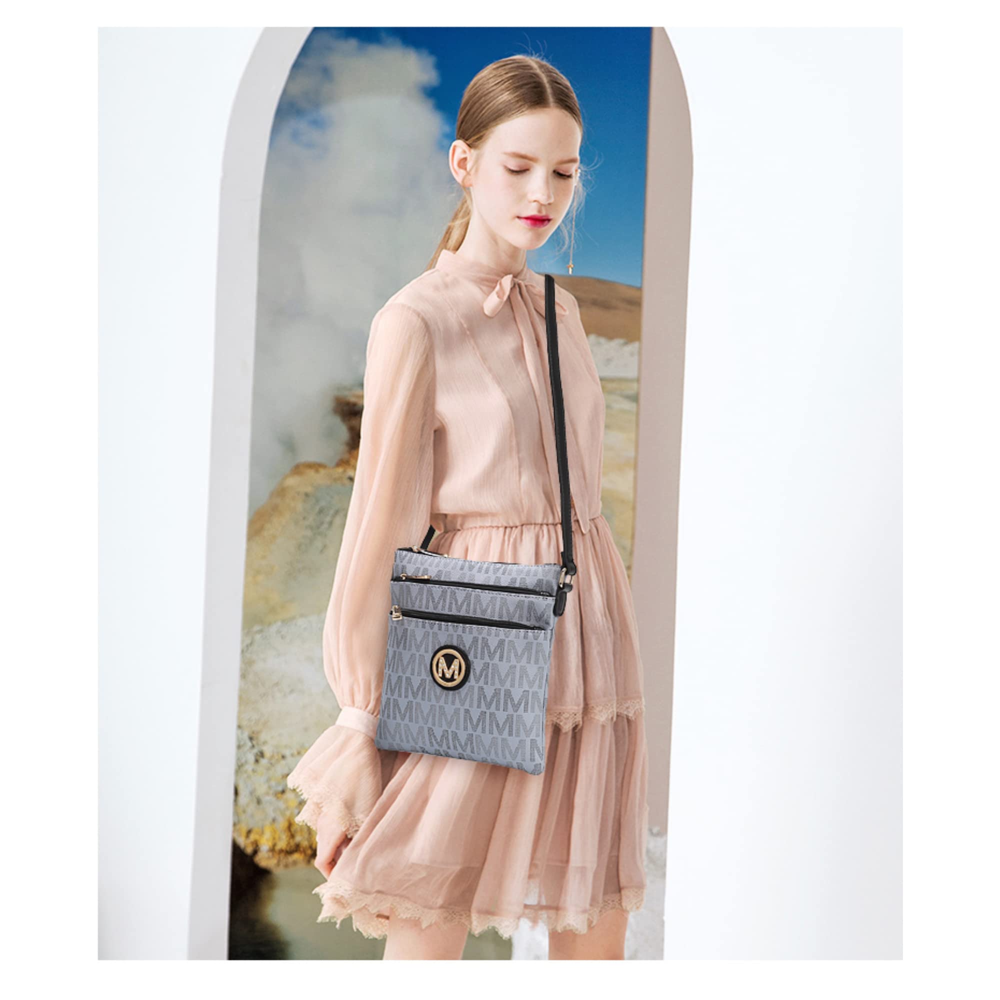 MKF Crossbody Bag for Women β PU Leather Triple Zip Messenger Handbag β Crossover Purse Pocketbook, Shoulder Strap Red