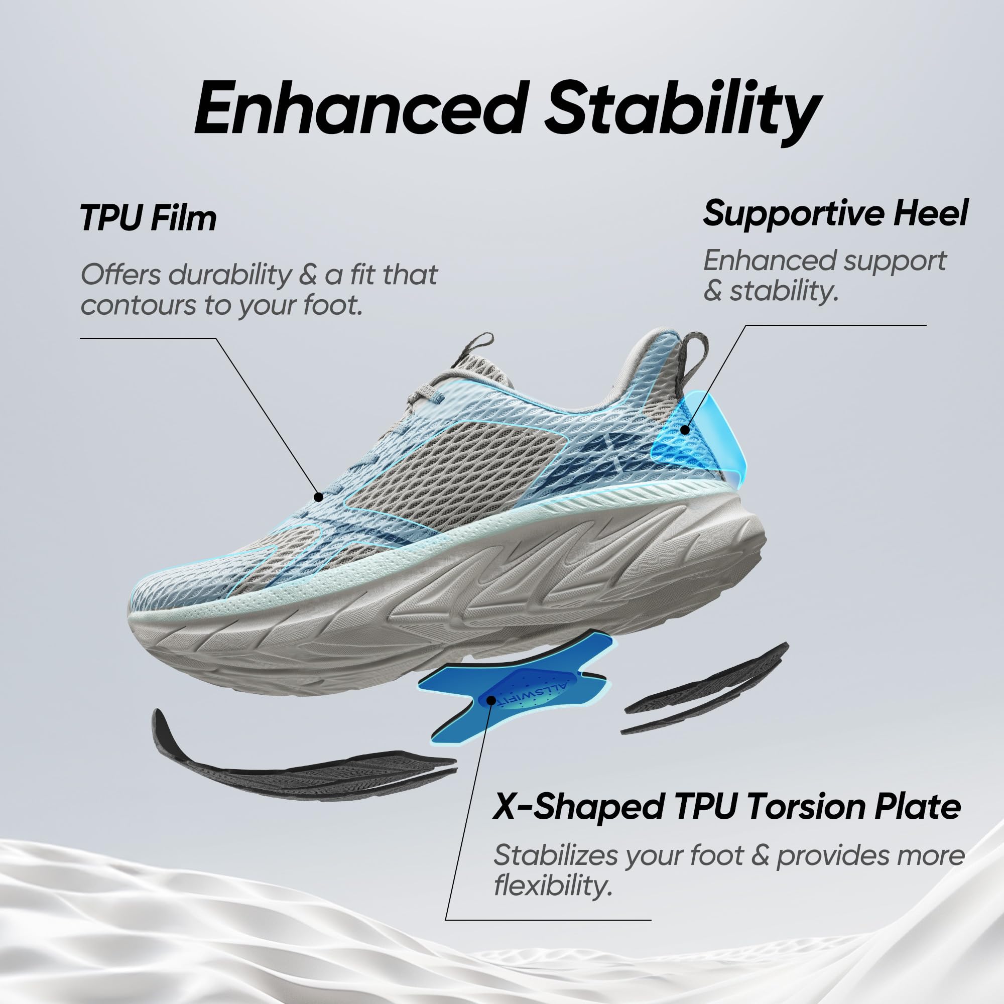 ALLSWIFIT Men's Comfortable Walking Shoes Running Tennis Athletic Gym Workout Cross Training Sneakers,Size 11,Grey,SARR009M