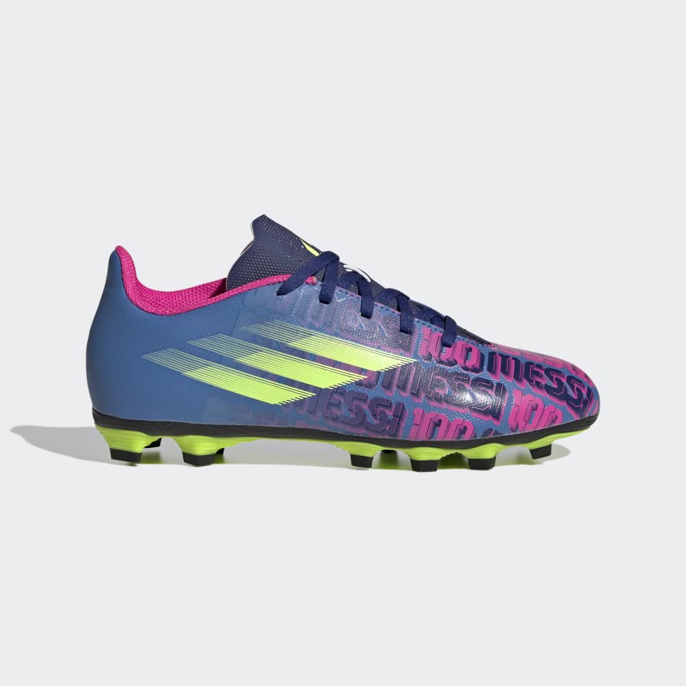 adidas X Speedflow Messi.4 Flexible Ground Cleats Soccer (Little Kid/Big Kid) Victory Blue/Shock Pink/Solar Yellow 4 Big Kid M