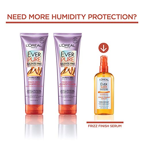 L’Oréal Paris Hair Care EverPure Sulfate Free Frizz Defy Shampoo, with Marula Oil, 2 Count (8.5 Fl; Oz each) (Packaging May Vary)