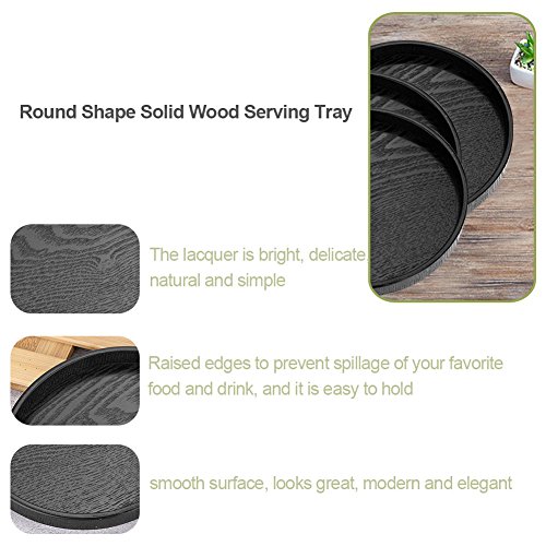 Wood Tea Tray, Round Shape Wood Tea Coffee Snack Food Meals Serving Plate Restaurant Trays 30cm