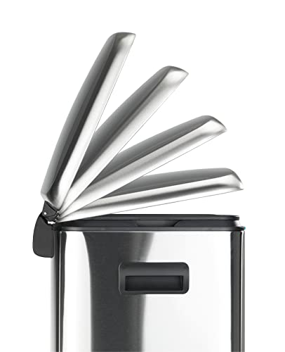 WENKO Primo 10 Gallon Dual, odorless, Waste, (WxHxD): 8.9x9.1x12.6 in, Stainless Steel Lid and Foot Pedal, Garbage Bin, Handsfree, Step Trash Can, Chrome