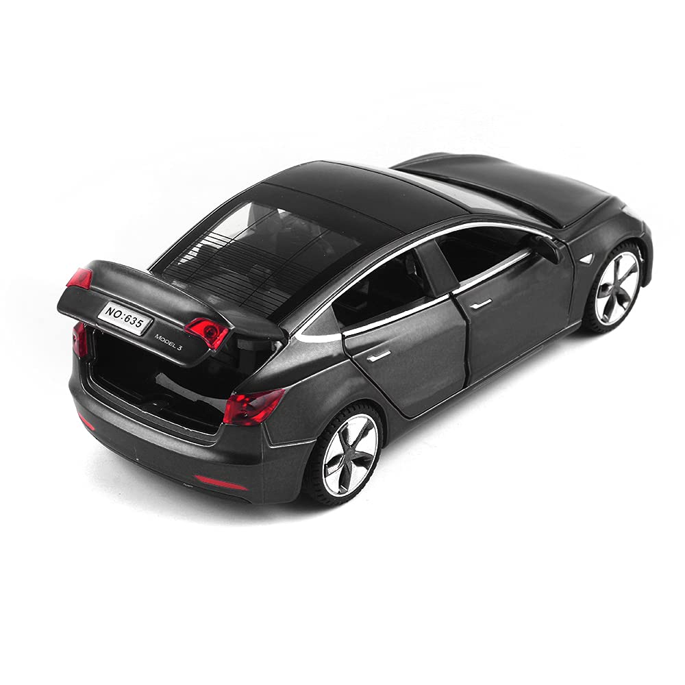 Model 3 Toy Car 1:32 Scale Alloy Car Model 3 Diecast & Pull Back Toy Vehicles Car Toy for 3 to 12 Years Old Toddlers Kids Toy Gift - with Lights and Music (Black)