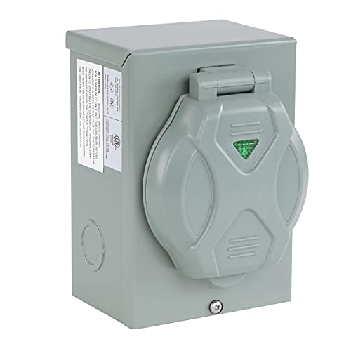 BISupply Generator Inlet Box 30 Amp - 4 Prong Power Inlet Box,  L14-30P 125V/250V Connection Box with Light Indicator