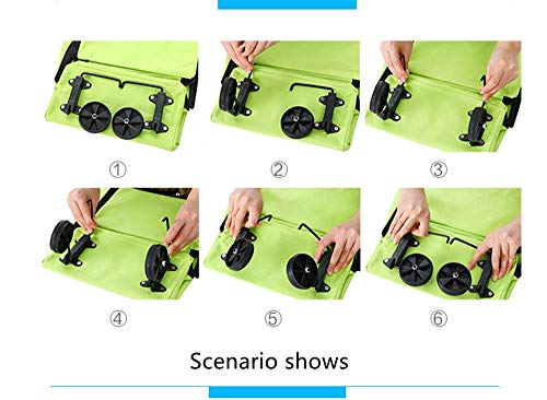 Foldable Shopping Cart Folding Shopping Bag Portable Hand-held Collapsible Sundries Bag Wheeled Folding Shopping Cart Collapsible Food bag With Wheels, Green