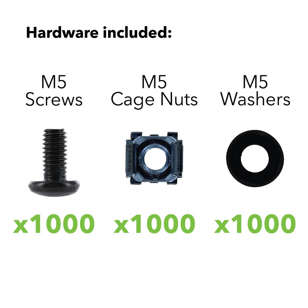 NavePoint M5 Cage Nuts and Screws for Server Shelves Cabinets - 100 Pk Rack Mount
