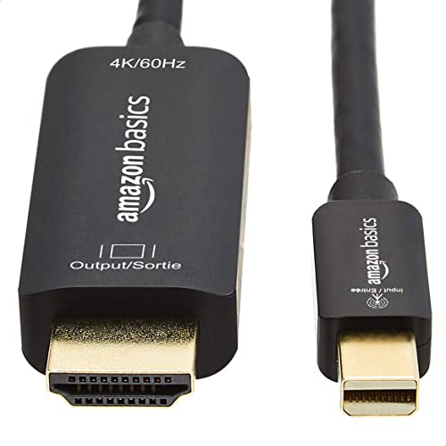 Amazon Basics Mini DisplayPort to HDMI Display Adapter Cable 4K@60Hz - 3 Feet, Black