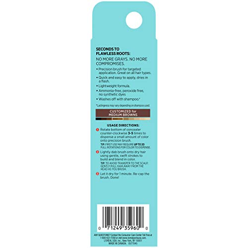 L’Oréal Paris Magic Root Precision Temporary Gray Hair Color Concealer Brush, 5 Medium Brown, 0.05 fl; oz.