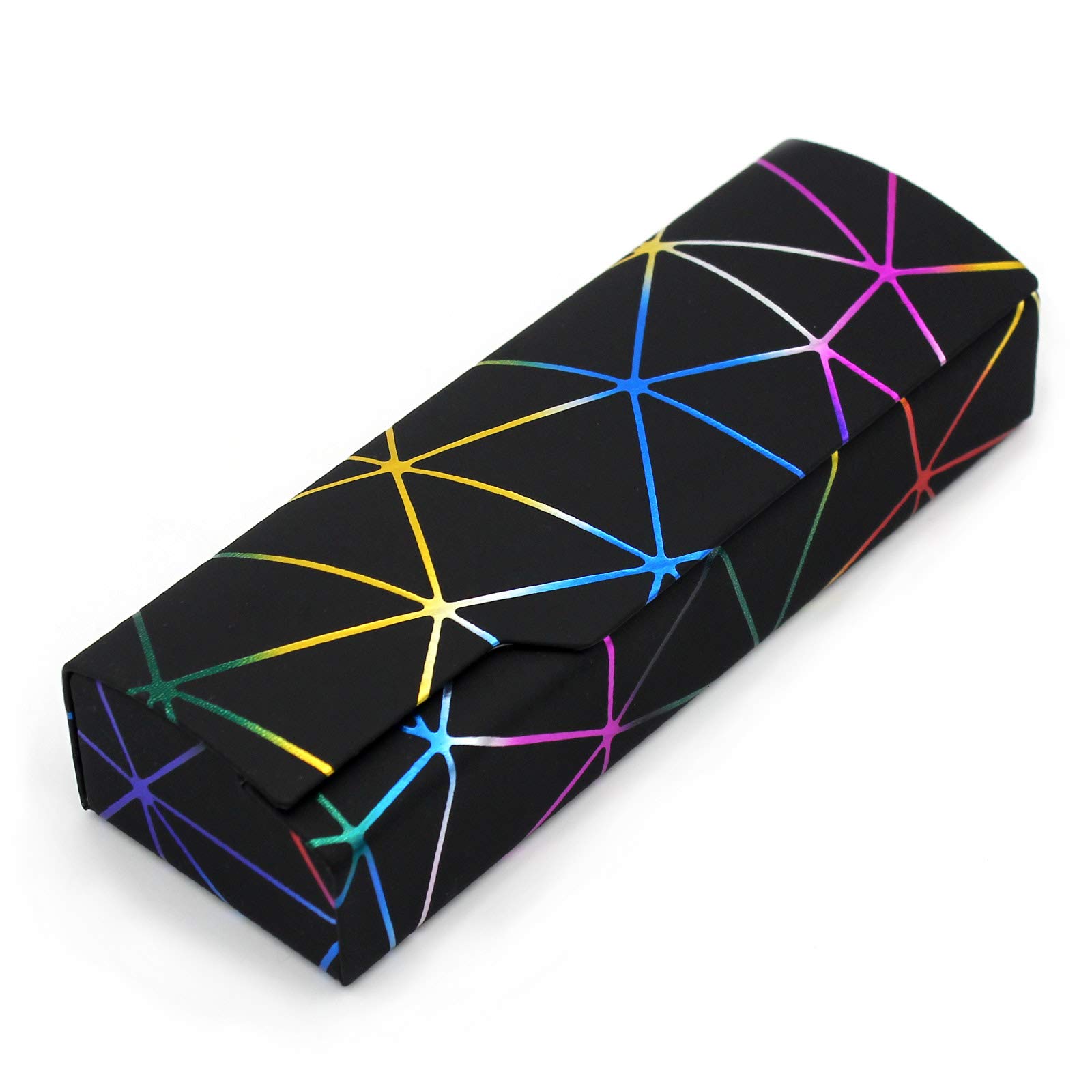 Abwuulq- lattice dazzling glasses case,Portable protective case for glasses,Fashion glasses rigid cover,unisex… (black)