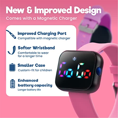 Potty Training Watch for Kids V2 β A Water Resistant Potty Reminder Device for Boys and Girls to Train Your Toddler with Fun/Musical and Vibration Interval Reminders with Potty Training eBook (Pink)