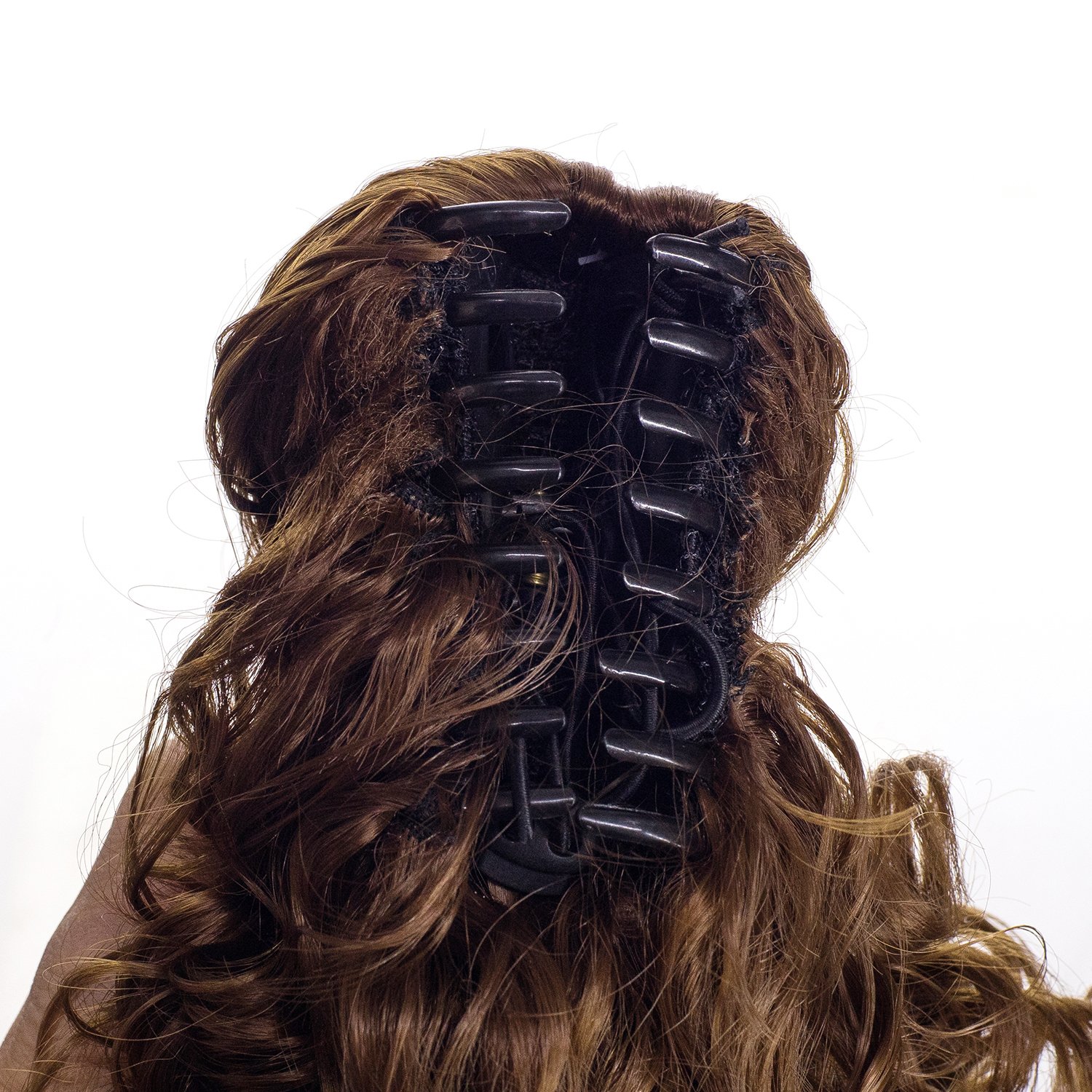 SWACC 12-Inch Short Screw Curls Claw Clip Ponytail Extensions Synthetic Clip in Drawstring Curly Ponytail Hairpiece Jaw Clip Hair Extension (Light Brown-12#)