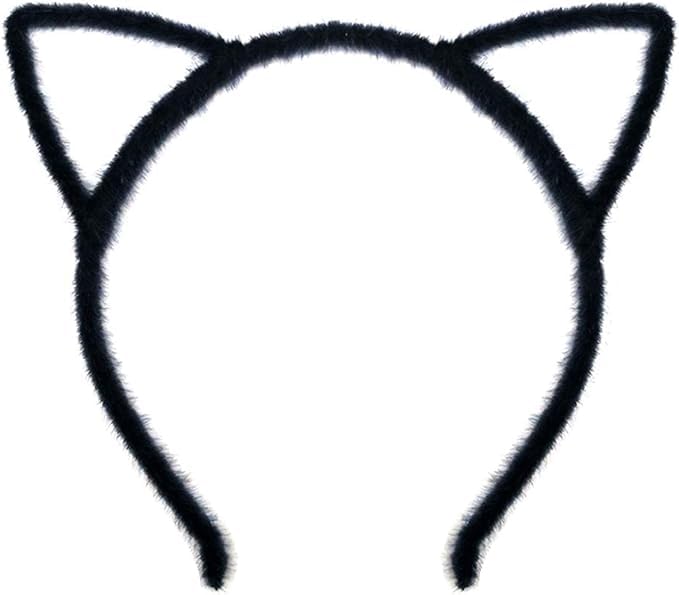 BAGLEV Black Furry Cat Ears Headband Costume Accessory, Standard (Black1)