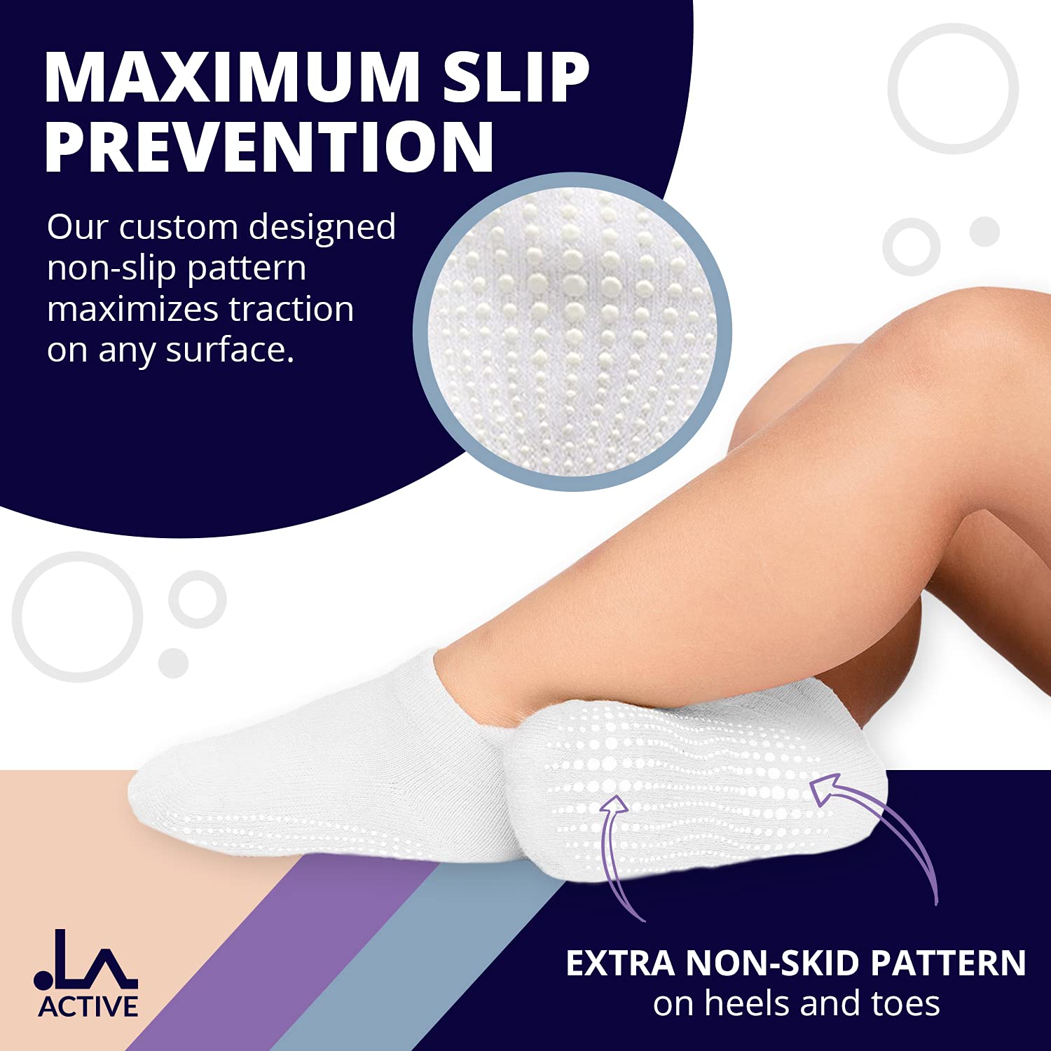LA ACTIVE Non Slip Grip Ankle Boys and Girls Socks with Non Skid for Babies Toddlers and Kids Back to School, Ideal Gift for Mother's Day