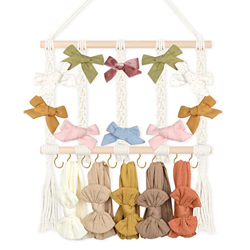 POVETIRE Headband Holder Bow Holder for Girls Hair Bows,Baby Headband Holder Organizer Hair Bow Hair Accessories Organizer Storage Wall Hanging Decor for Nursery Toddler Girls Room