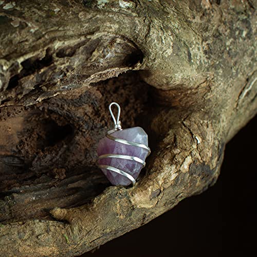 Amethyst Tumbled Wrapped Pendant by Ayana Crystals β Authentic February Birthstone, Handcrafted Pendant for Spiritual Healing and Emotional Balance