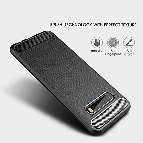 Grandcaser Case for LG V60 ThinQ 5G Ultra Slim Carbon Fiber TPU Soft Anti-Scratch Shockproof Protection Cover for LG V60 ThinQ 5G 6.8" -Black