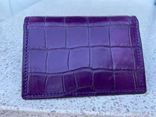 Double side Purple Crocodile Alligator leather skin Credit Cardholder, leather credit cardcase, leather creditcard cover