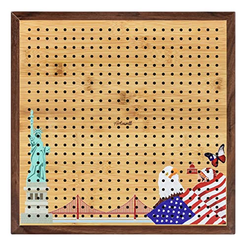 Artowell Crochet Blocking Board -Crochet Gift for Granny Square Lovers-Bamboo Blocking Board for Knitting Crochet, Full Kit with 24 Stainless Steel Rod Pins (13 in-Bohemian Patterns)