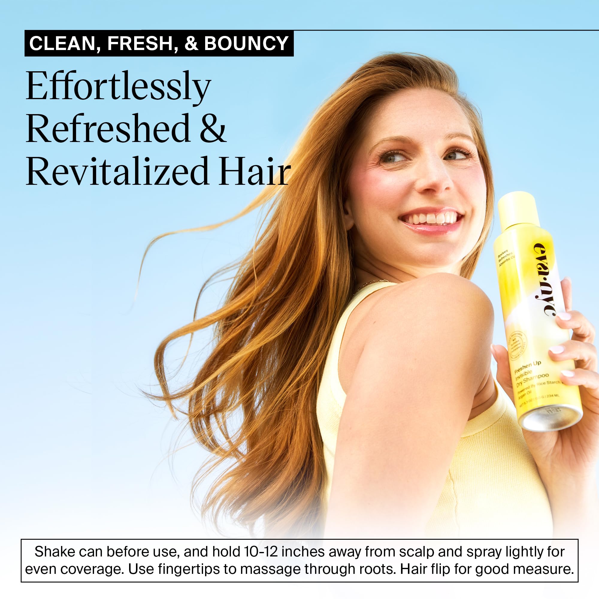 Eva NYC Freshen Up Invisible Dry Shampoo with Argan Oil & Rice Starch for All Hair Types, Non-Toxic, GMO-Free Cleansing Formula