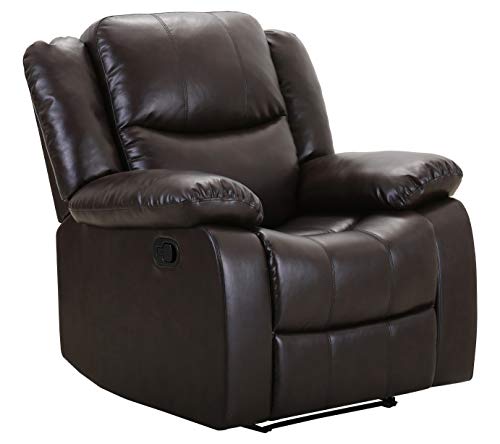 Amazon Brand – Ravenna Home Recliner Chair, 37"W, Leather, Brown