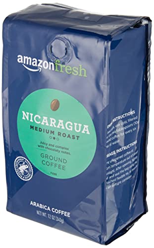 Amazon Fresh Direct Trade Nicaragua Ground Coffee, Medium Roast, 12 Ounce (Pack of 3)