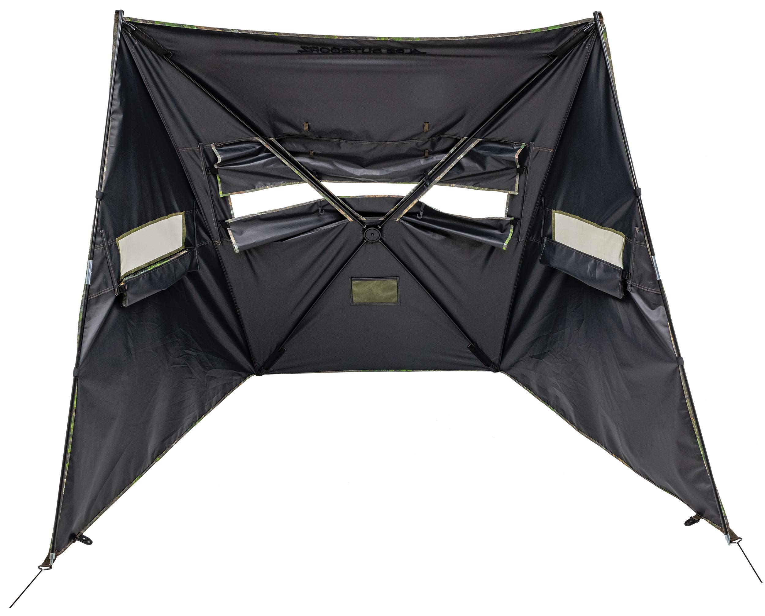 ALPS OutdoorZ Dash Camo Panel Hunting Blind with Hybrid 2 Person Ground Pop Up Design for Quick Deployment, Wide Window, and Interior Mesh Pocket, Mossy Oak Obsession