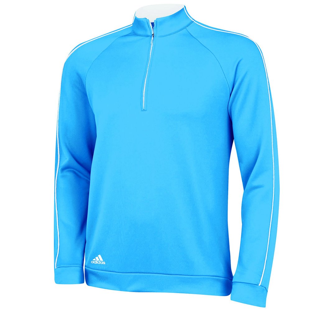 adidas Golf Men's 3-Stripes Piped 1/4 Zip Shirt, Bright Cyan/White, X-Large