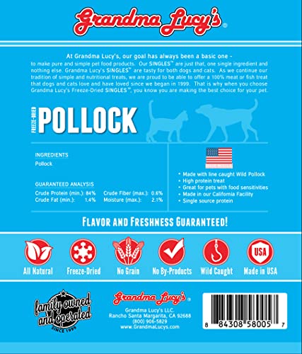 Grandma Lucy's Freeze-Dried Pollock Single Ingredient Dog and Cat Treats 1.5oz