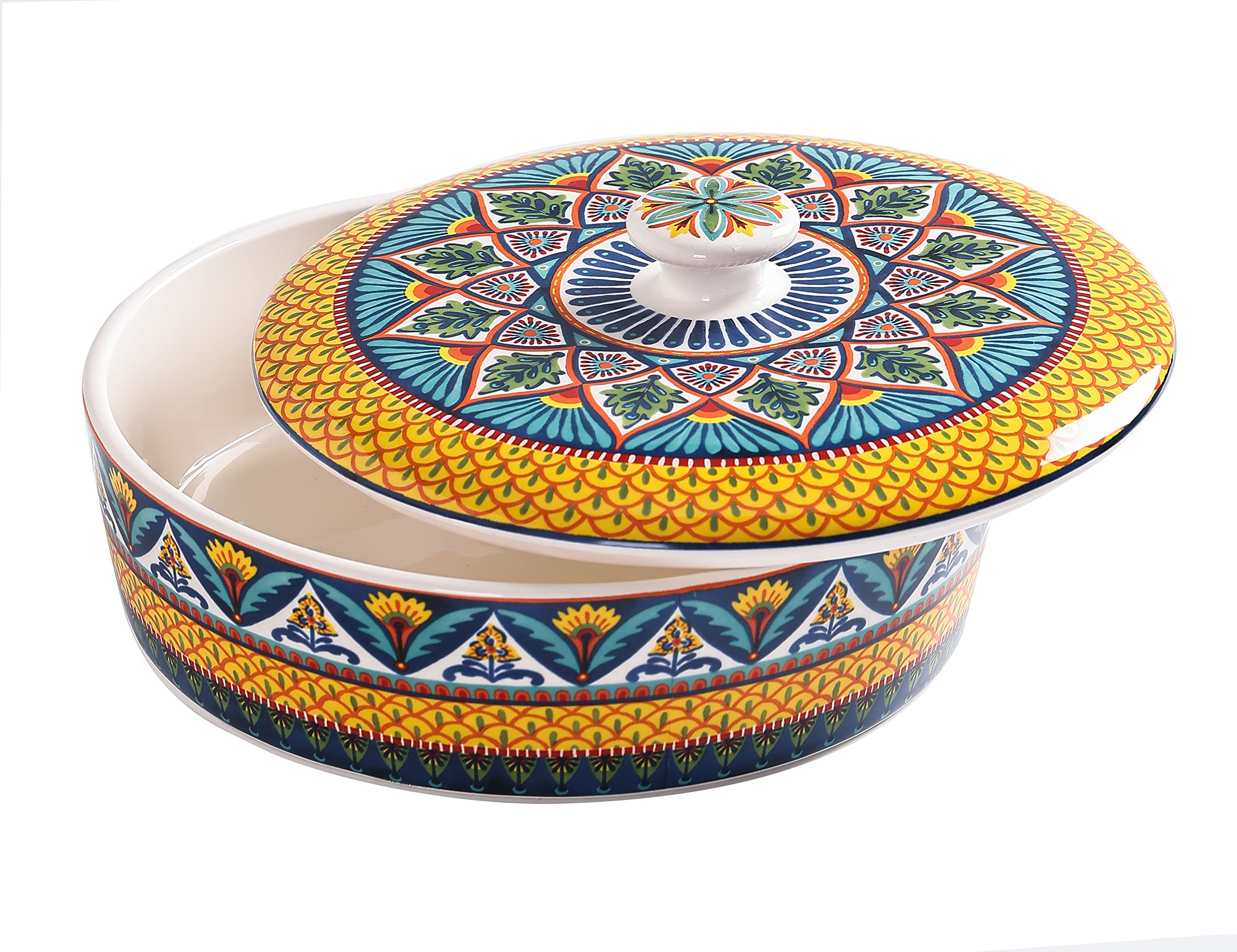 Bico Havana Ceramic 8.8 inch Tortilla Warmer, Tortilla Server with Lid, Taco Holder for Mexican Fiesta Party, Taco Tuesday, Microwave and Dishwasher Safe