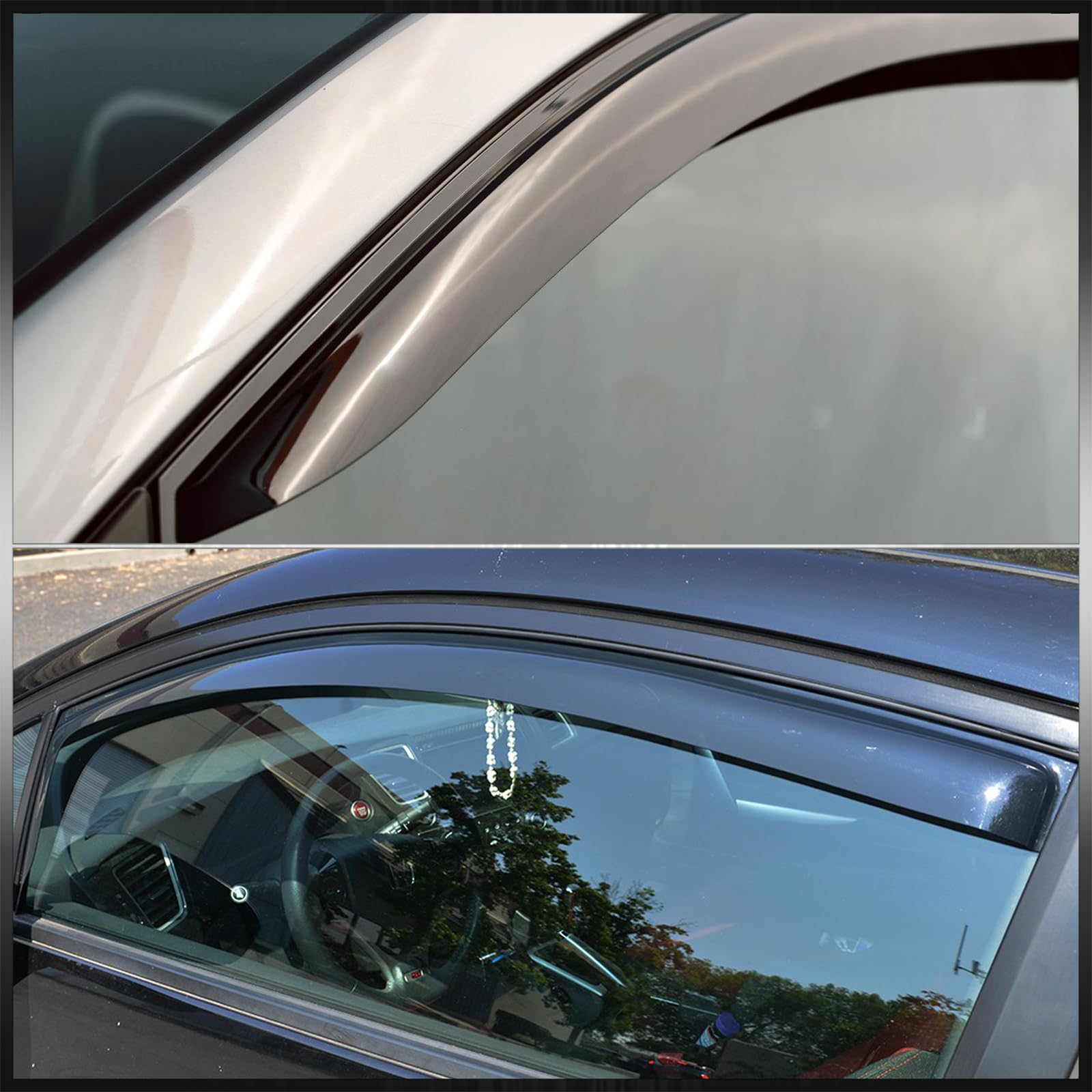 AJP Distributors Tape-On Window Visors Rain Guard Shade Vent Sun Wind Deflector Shield Compatible/Replacement for Silverado Sierra Regular Cab 2007 2008 2009 2010 2011 2012 2013 07 08 09 10 11 12 13