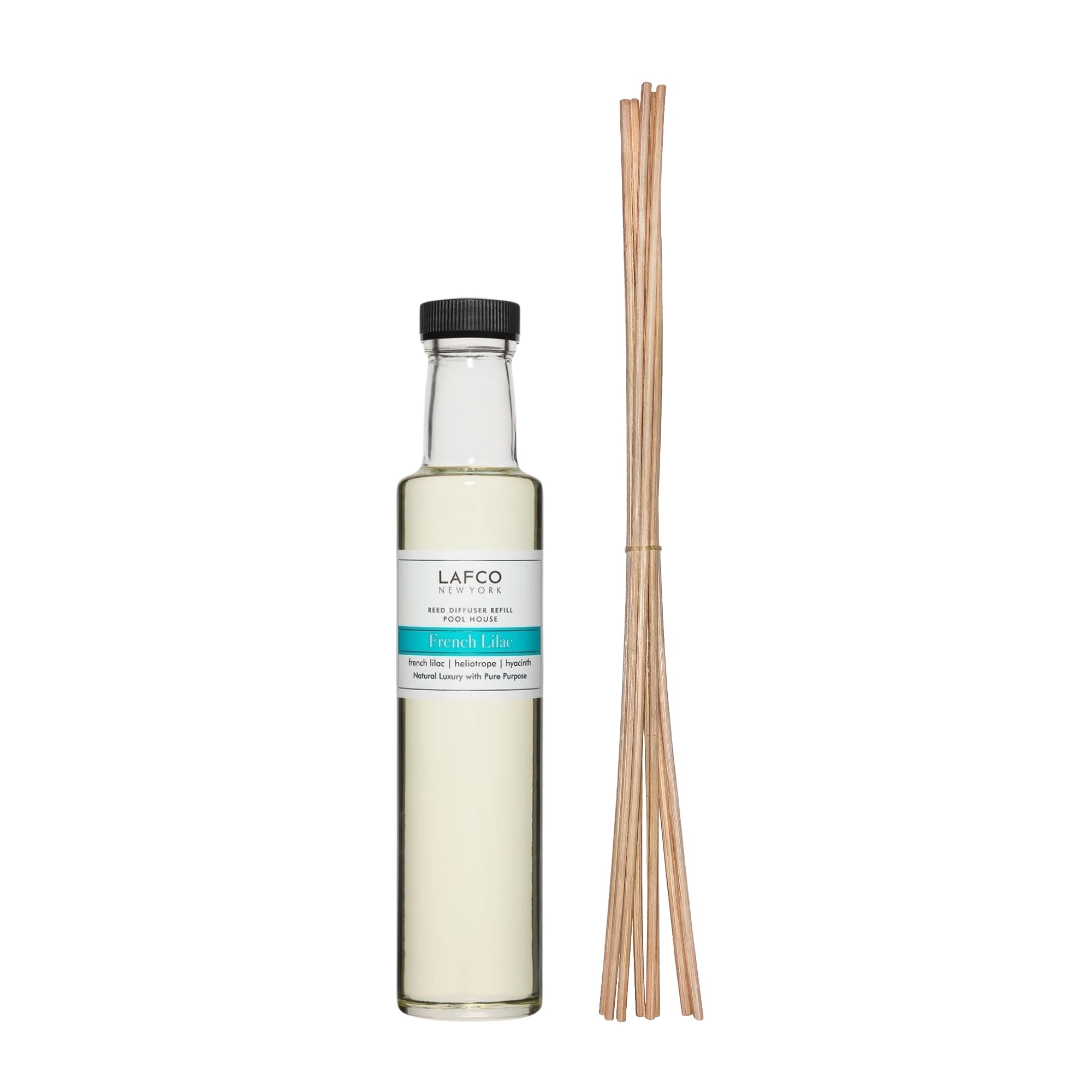 LAFCO New York Reed Diffuser Refill, French Lilac - 8.4 oz - Up to 4-Month Fragrance Life - Includes Natural Wood Reeds - Free of Dyes & Propellants - Made in The USA