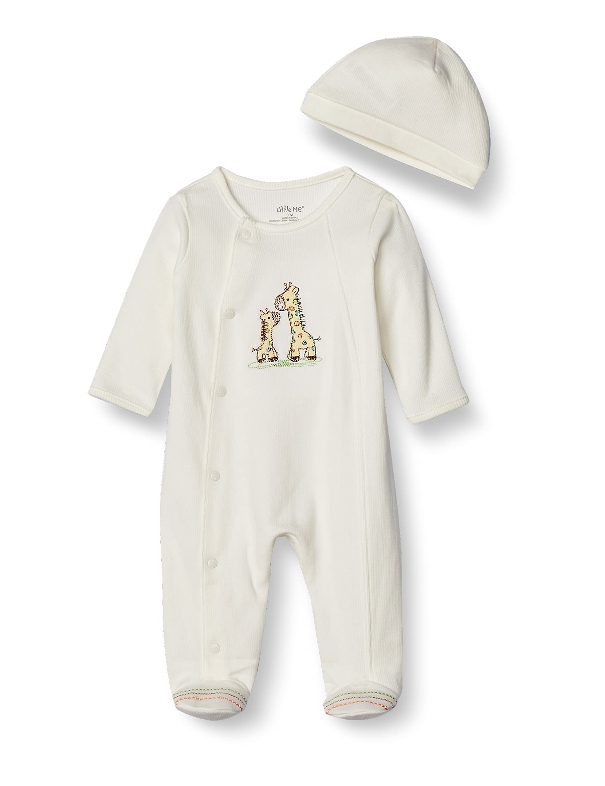 Little Me Unisex Baby 100% Cotton Scratch Free Tag 2-Piece Sleeper, Giraffe, Newborn